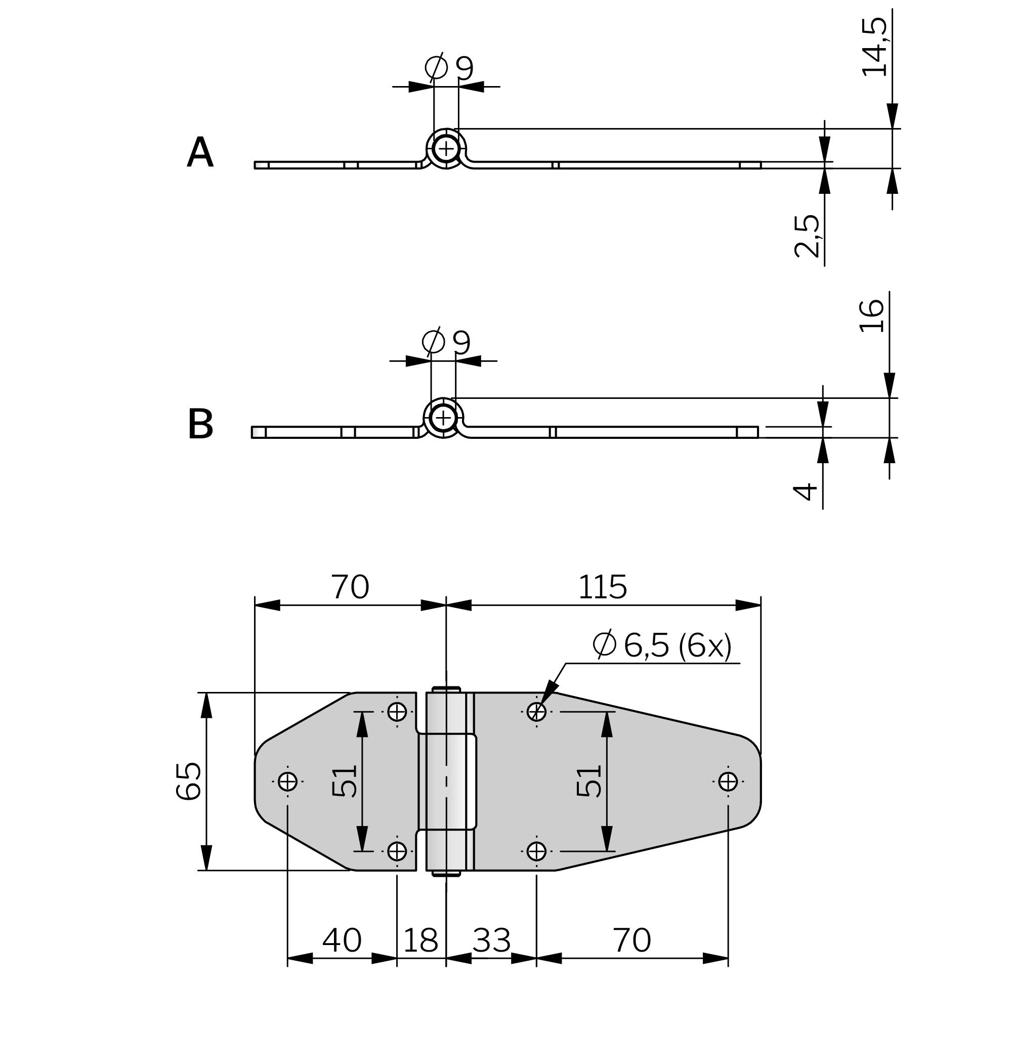 External Heavy-Duty Hinge 180° | External hinges